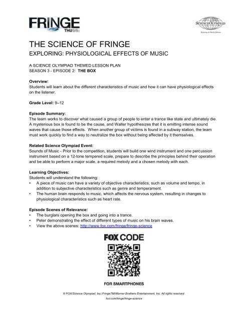 THE SCIENCE OF FRINGE - Science Olympiad