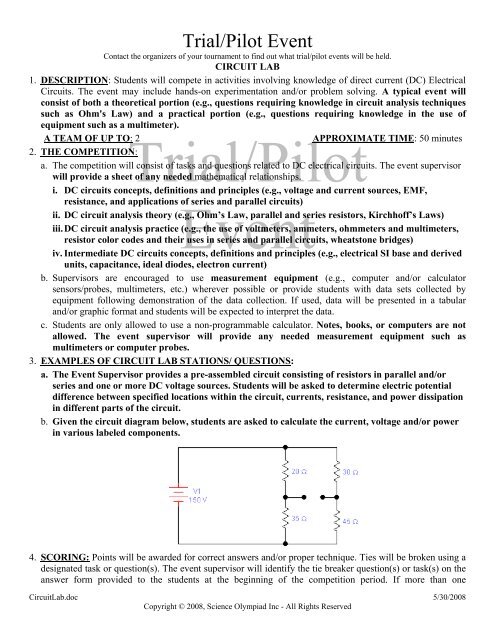 Circuit Lab - Science Olympiad
