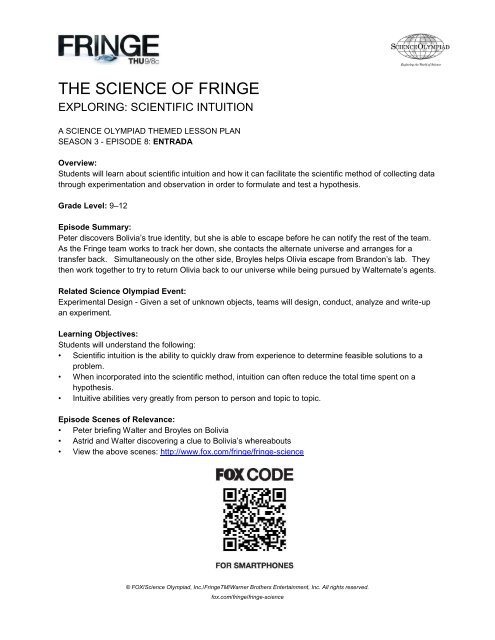 THE SCIENCE OF FRINGE - Science Olympiad