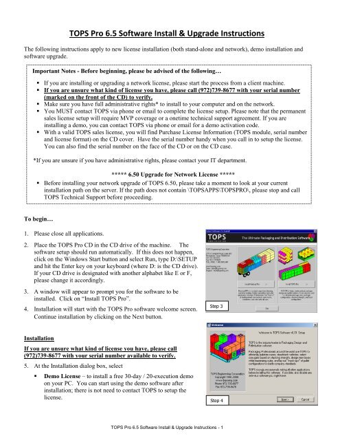 TOPS Pro 6.5 Software Install & Upgrade Instructions