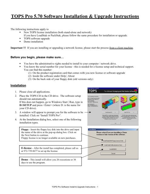 v5.X Installation and Upgrade Instructions - TOPS - Packaging ...