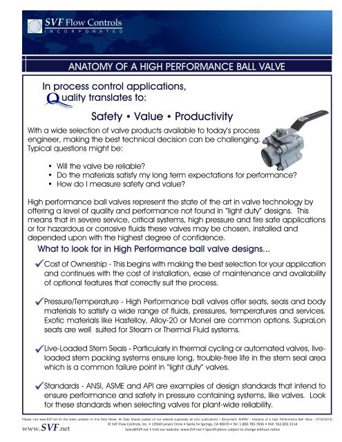 Anatomy of a High Performance Ball Valve - SVF Flow Controls, Inc.