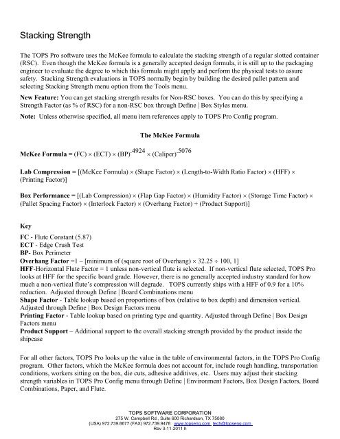 Stacking Strength - TOPS - Packaging Software