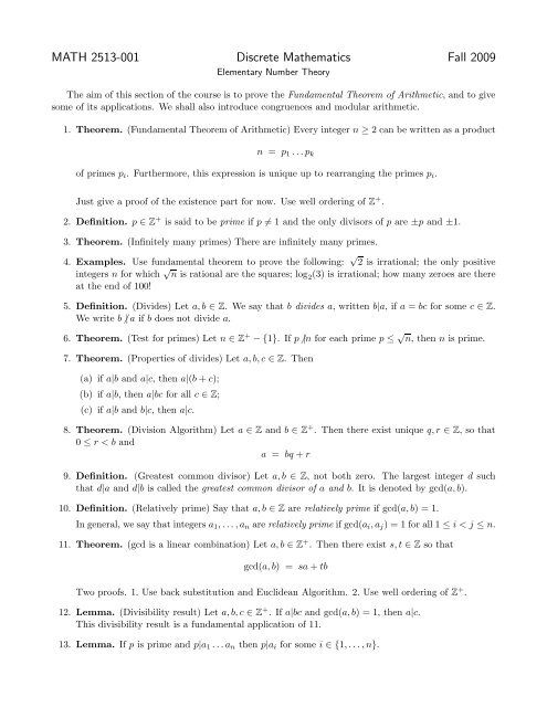 number theory handout
