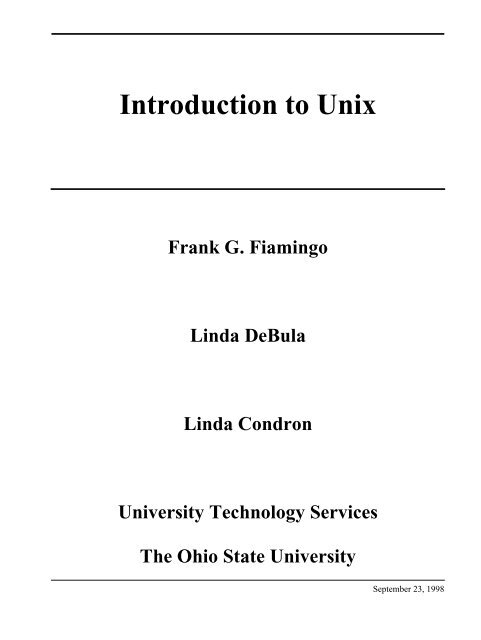 Introduction To Unix Sci Tu Kl