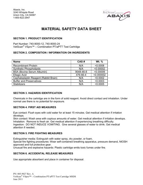 VSpro PTaPTT Test - Abaxis