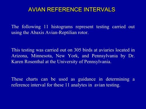 AVIAN REFERENCE INTERVALS - Abaxis