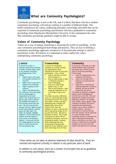 What are Community Psychologists? - Community Psychology UK