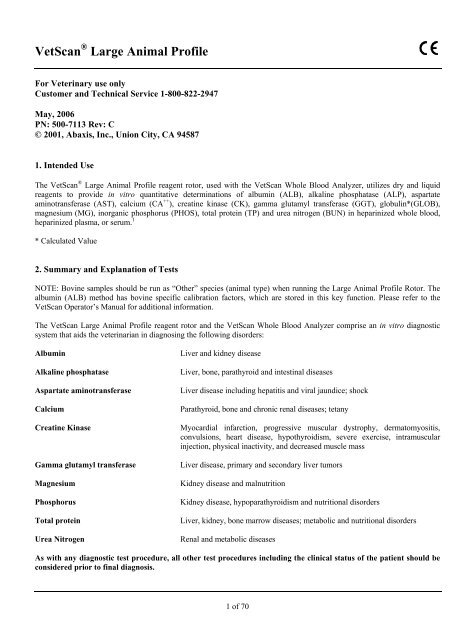VetScan Large Animal Profile - Abaxis
