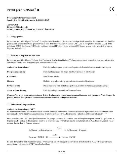 Profil prep VetScan II - Abaxis