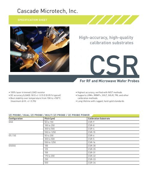 High-accuracy, high-quality calibration substrates - MB Electronique
