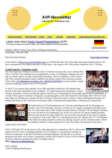 Latest news about Audio-Visual-Presentations (AVP)