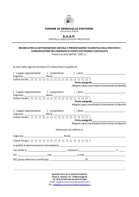 Procura speciale - Comune di Serravalle Pistoiese