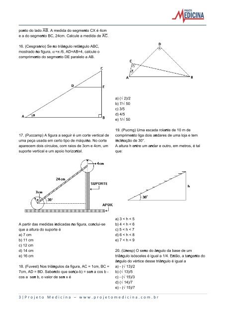 8. (Cesgranrio) Uma escad 8. (Cesgranrio) Uma escad