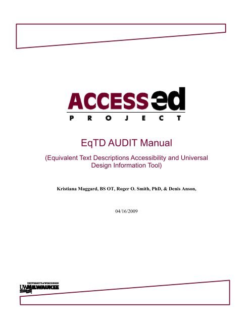 EqTD Manual - ACCESS-ed Home