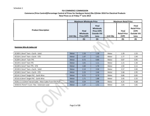 Master Price List-Electrical as at 07/06/2013 - The Commerce ...