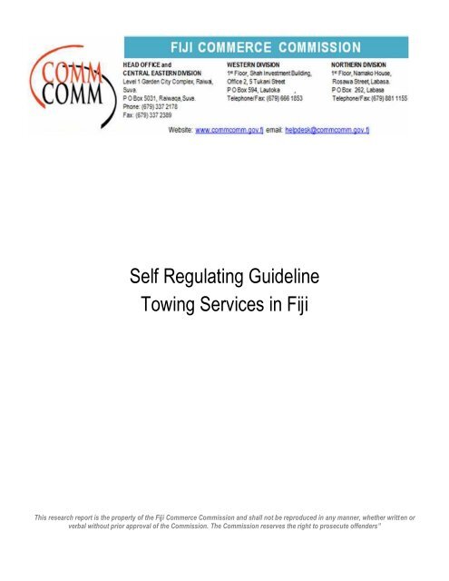 Towing Services in Fiji - The Commerce Commission