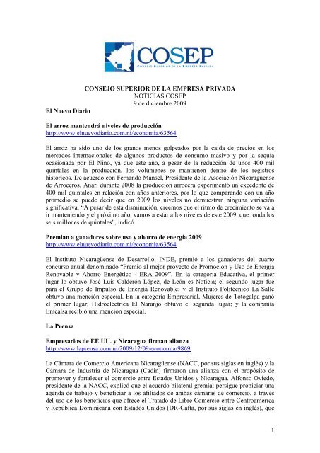 CONSEJO SUPERIOR DE LA EMPRESA PRIVADA - Cosep