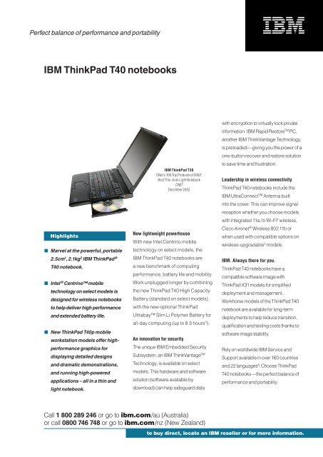 IBM ThinkPad T40 notebooks - Kailey Computers
