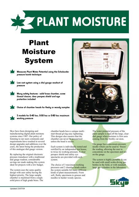 Analogue Plant Moisture System - Skye Instruments