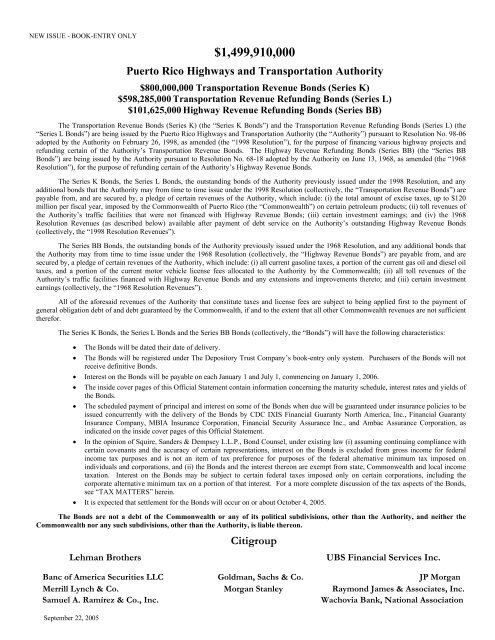 Puerto Rico Highways and Transportation Authority - Government ...