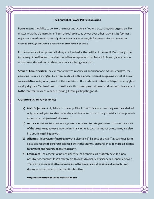 The Concept of Power Politics Explained