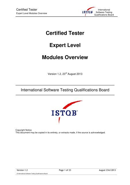 Expert Level Overview document - istqb