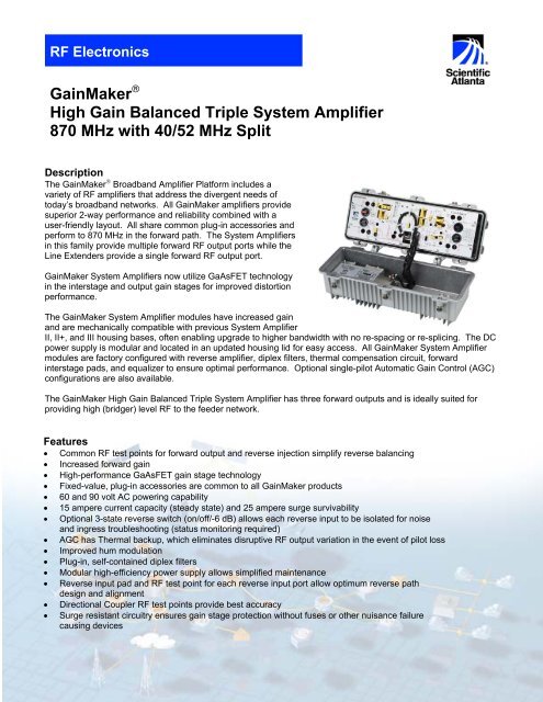 GainMaker High Gain Balanced Triple System Amplifier 870 MHz ...