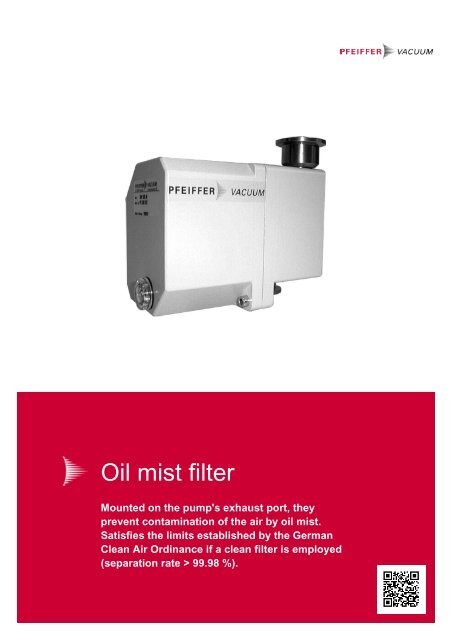 Oil mist filter - Pfeiffer Vacuum
