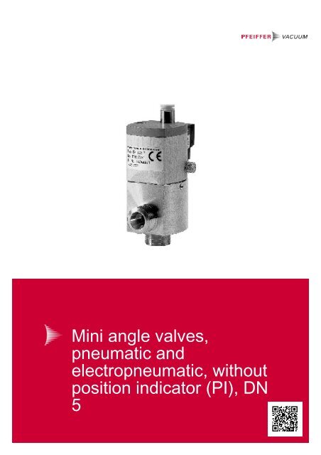 Mini angle valves, pneumatic and electropneumatic, without position ...