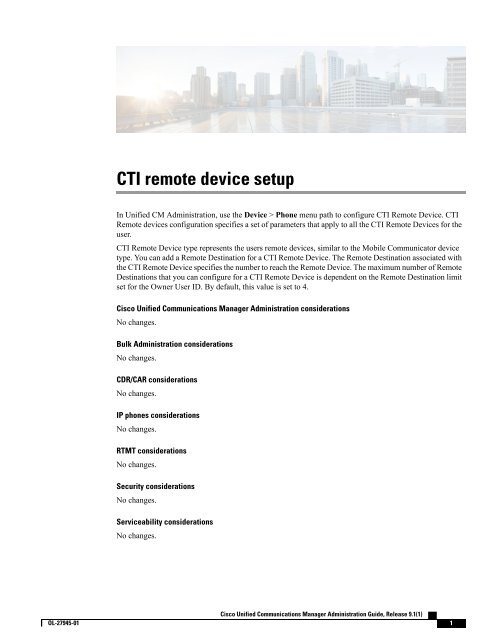 CTI remote device setup - Cisco