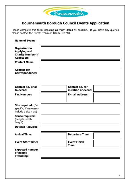 Bournemouth Borough Council Events Application