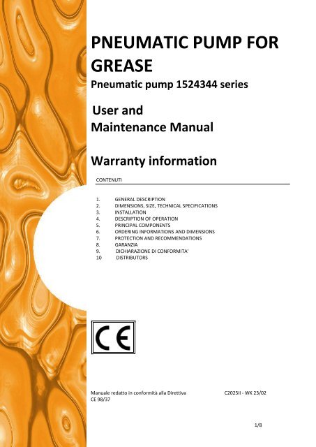 PNEUMATIC PUMP FOR GREASE - Dropsa