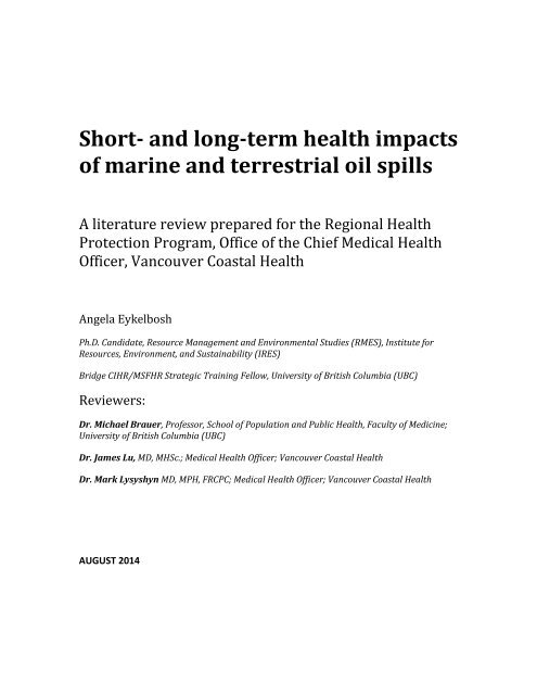 VCH-health-impacts-oil-spill