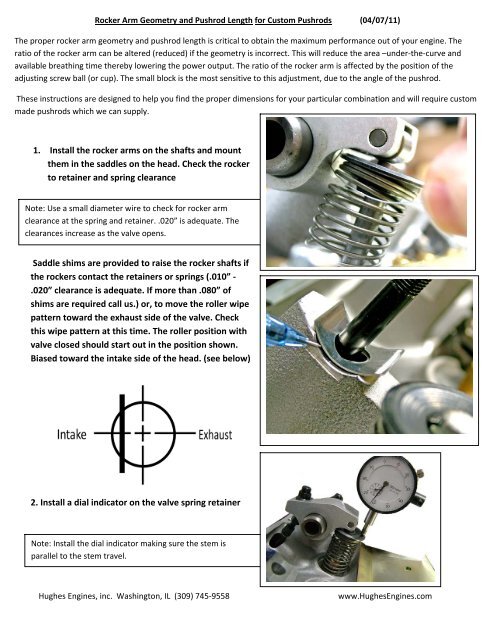1. Install the rocker arms on the shafts and mount ... - Hughes Engines