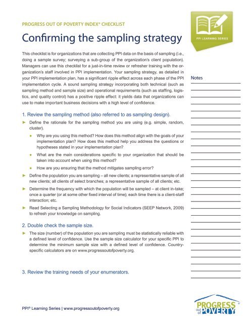 Checklist_sampling strategy 1.0.pdf - Progress Out of Poverty