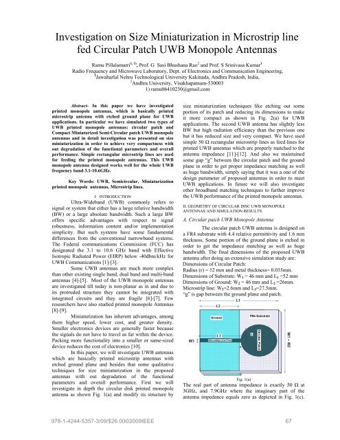 Investigation on Size Miniaturization in Microstrip line fed Circular ...