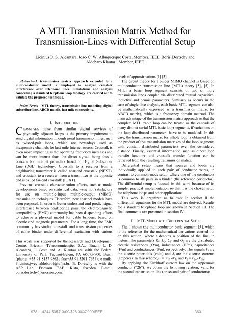 A MTL Transmission Matrix Method for Transmission-Lines with ...
