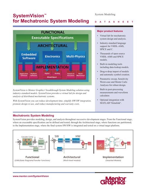 SystemVision™ for Mechatronic System Modeling - Europractice