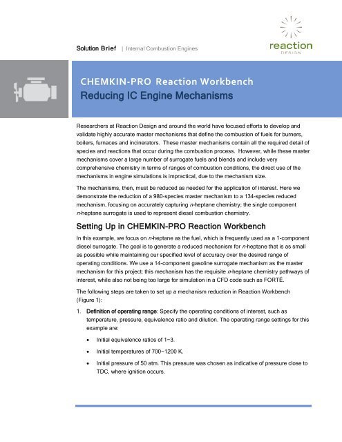 Reducing IC Engine Mechanisms with CHEMKIN ... - Reaction Design