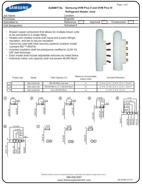 Samsung DVM Header Joint Submittal - pdf - Samsung System AC