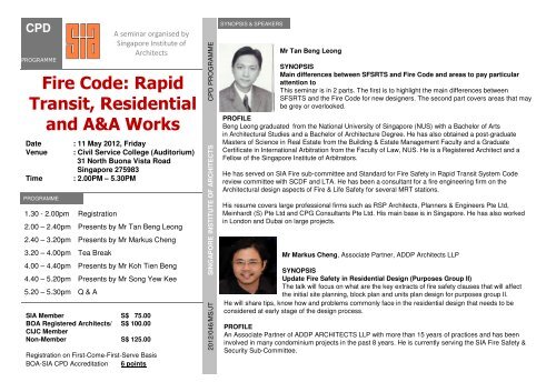 Fire Code: Rapid Transit, Residential and A&A Works - Singapore ...