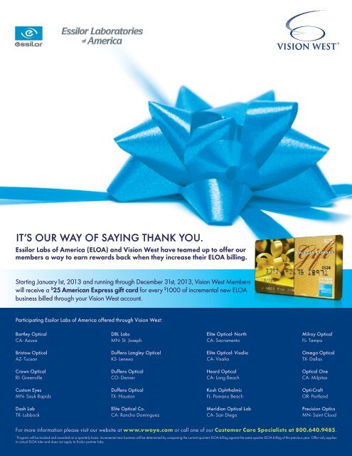 American Express Promotion - Vision West