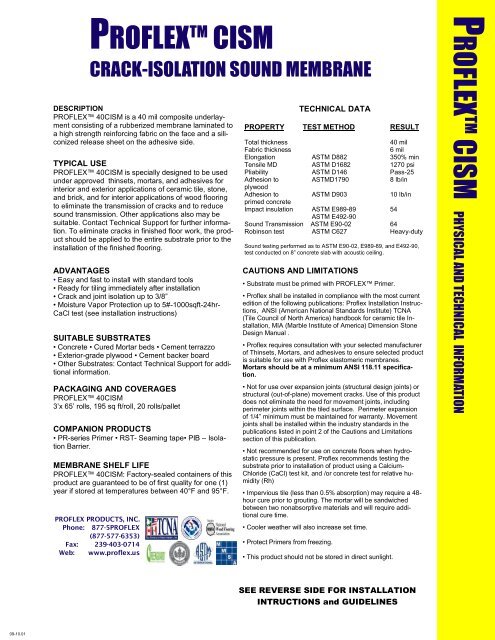 Data Sheet - Proflex Products Inc.
