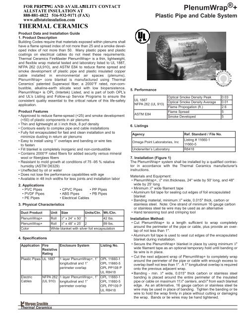 plenum wrap - Allstate Insulation