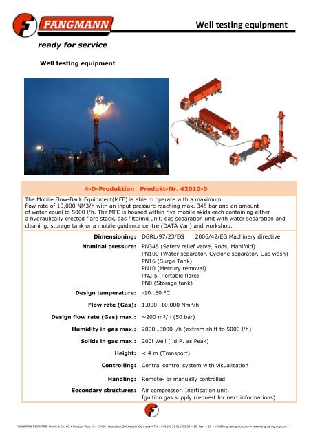 Well testing equipment