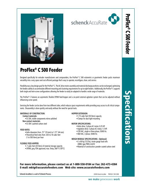 Specifications - Schenck AccuRate