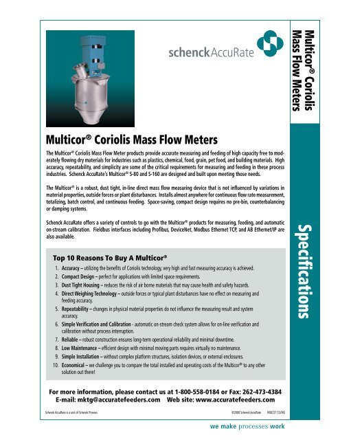 Specifications - Schenck AccuRate