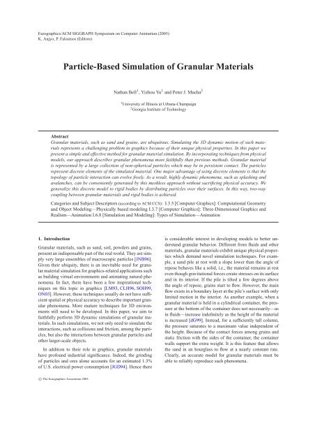 Particle-Based Simulation of Granular Materials