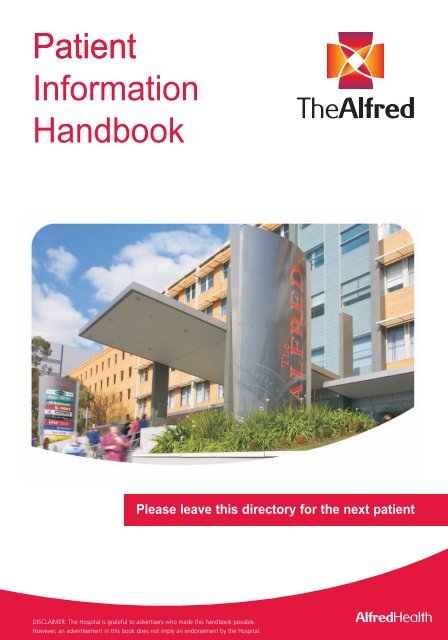 The Alfred Inpatient Information Handbook - Alfred Hospital